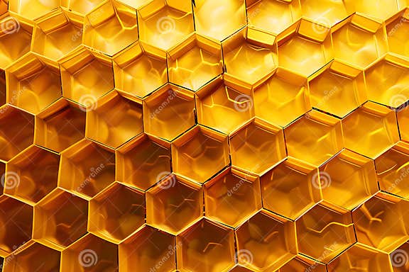 Golden Honeycomb Structure Abstract Hexagonal Pattern Design Stock Illustration - Illustration ...