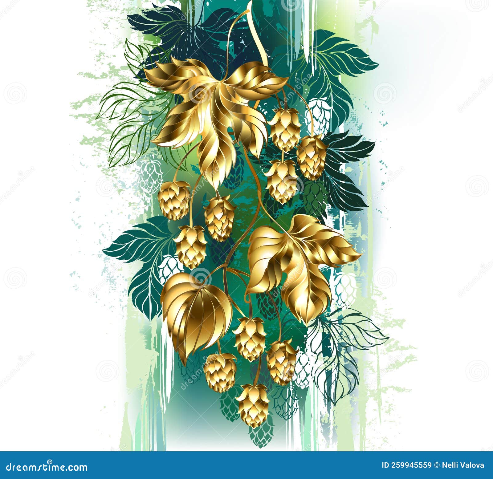 Golden hops on green paint stock vector. Illustration of food - 259945559 Golden hops on green paint stock vector. Illustration of food - 259945559