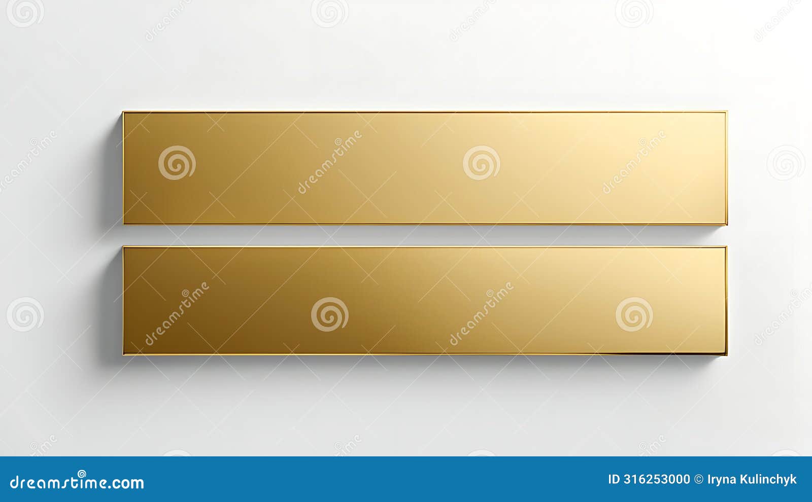 Golden Horizontal Parallel Plates Isolated on White Background. Equal ...