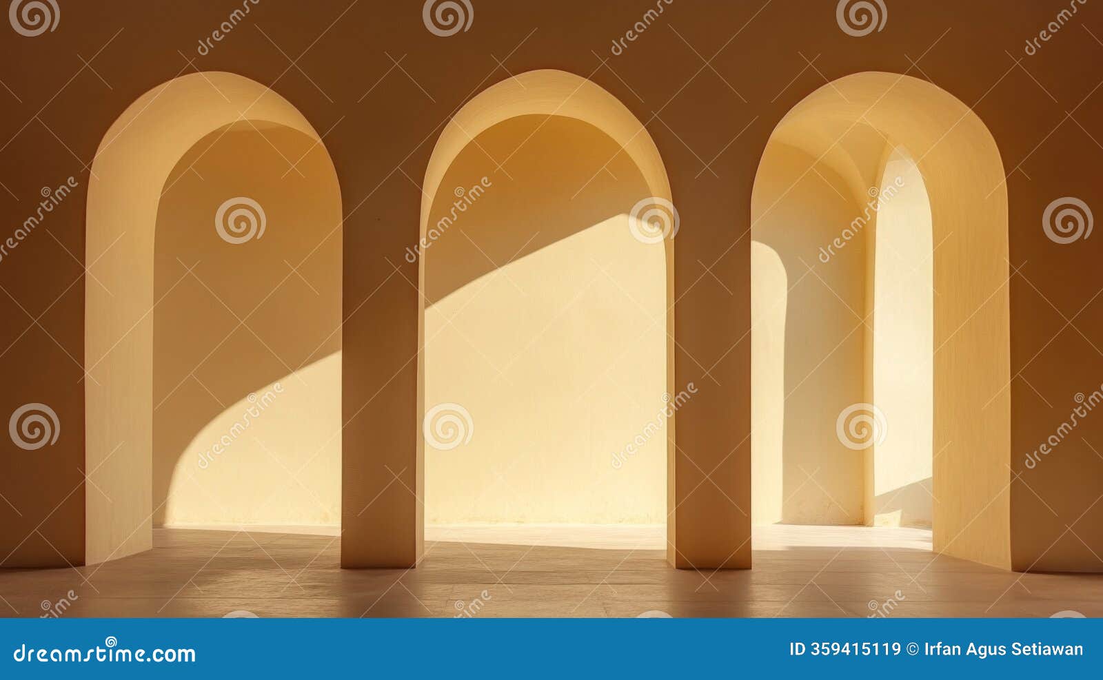 Golden Hour Light through Architectural Arches Stock Illustration ...