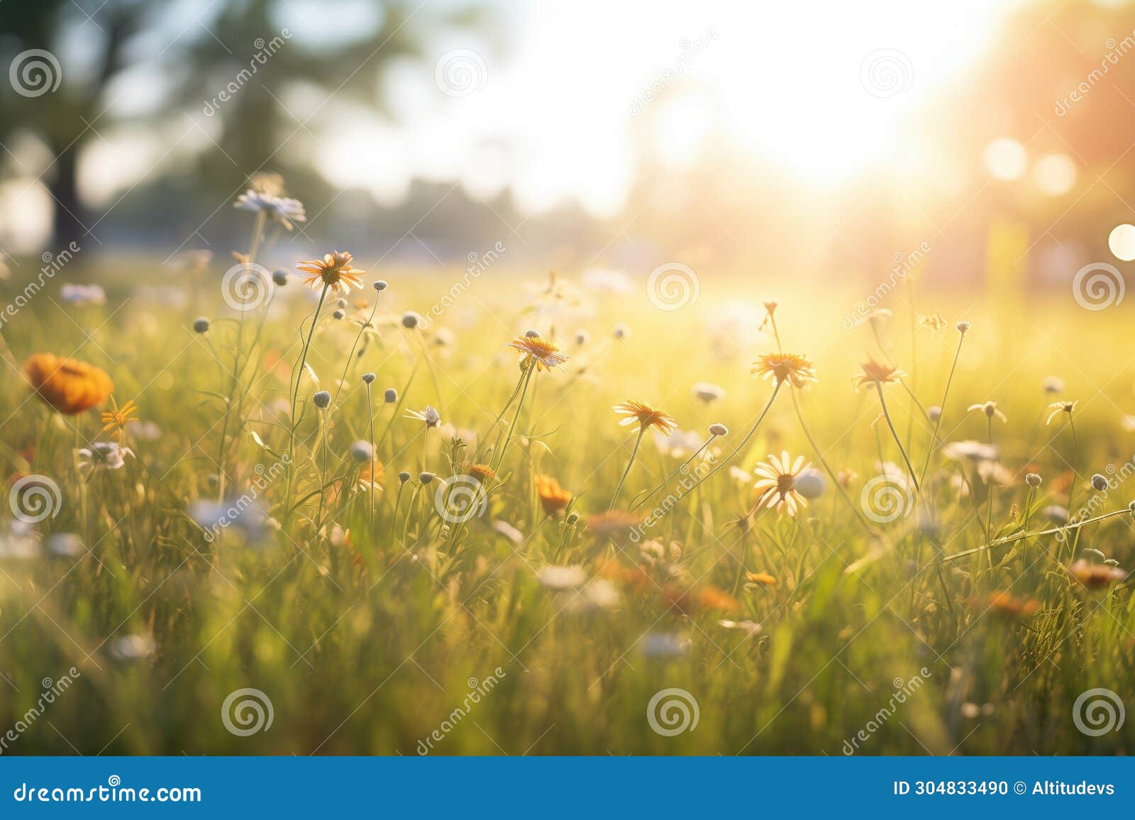 Golden Hour Light Casting Shadows in a Wildflower Field Stock Photo ...