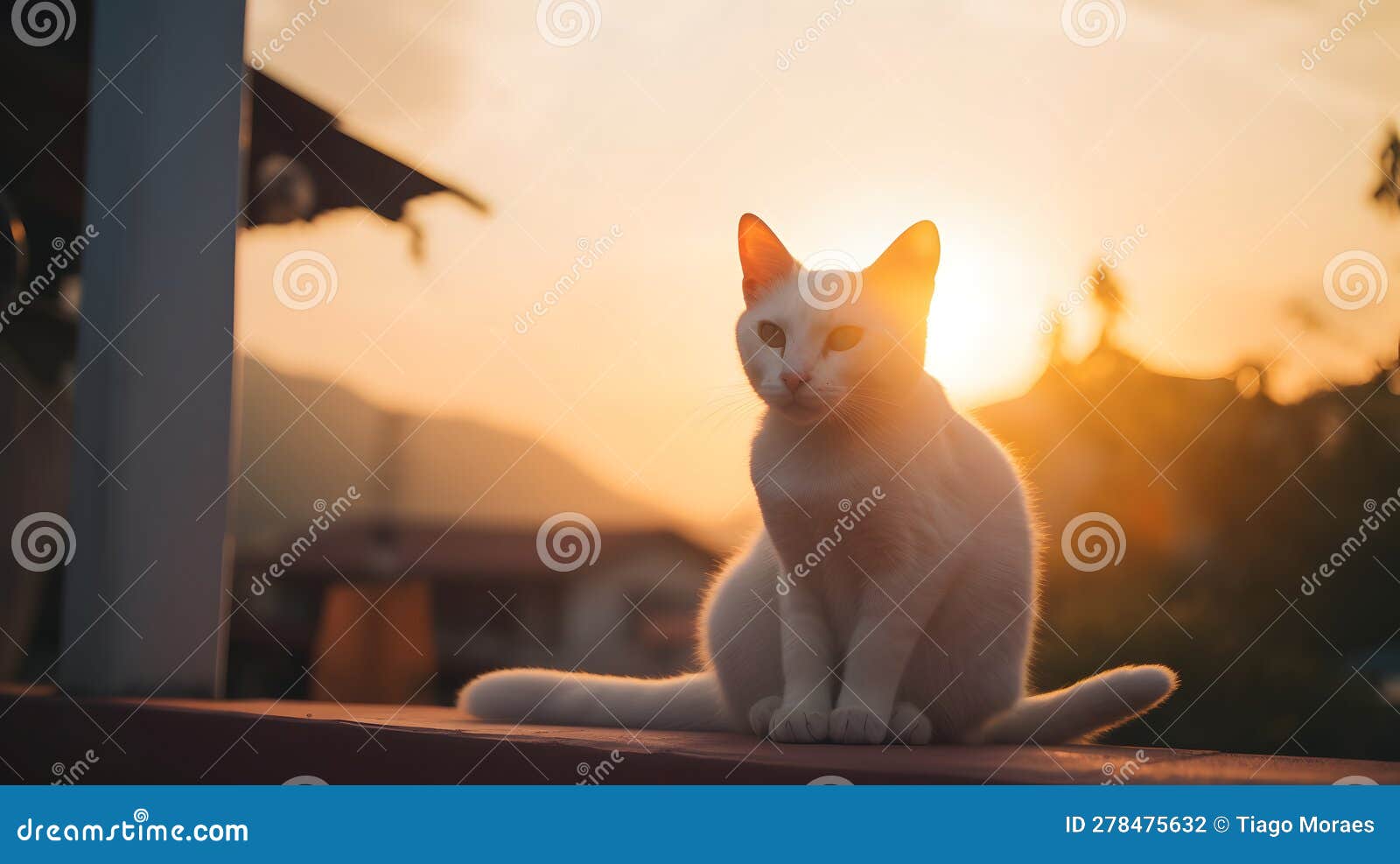 Golden Hour S Allure: Stunning Cat in the Spotlight Stock Illustration ...