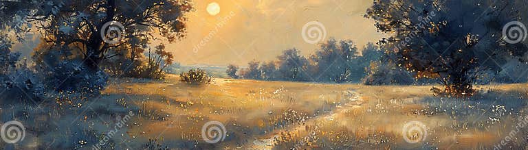 Golden Hour Shadow Painted with a Monet-inspired Impressionistic ...