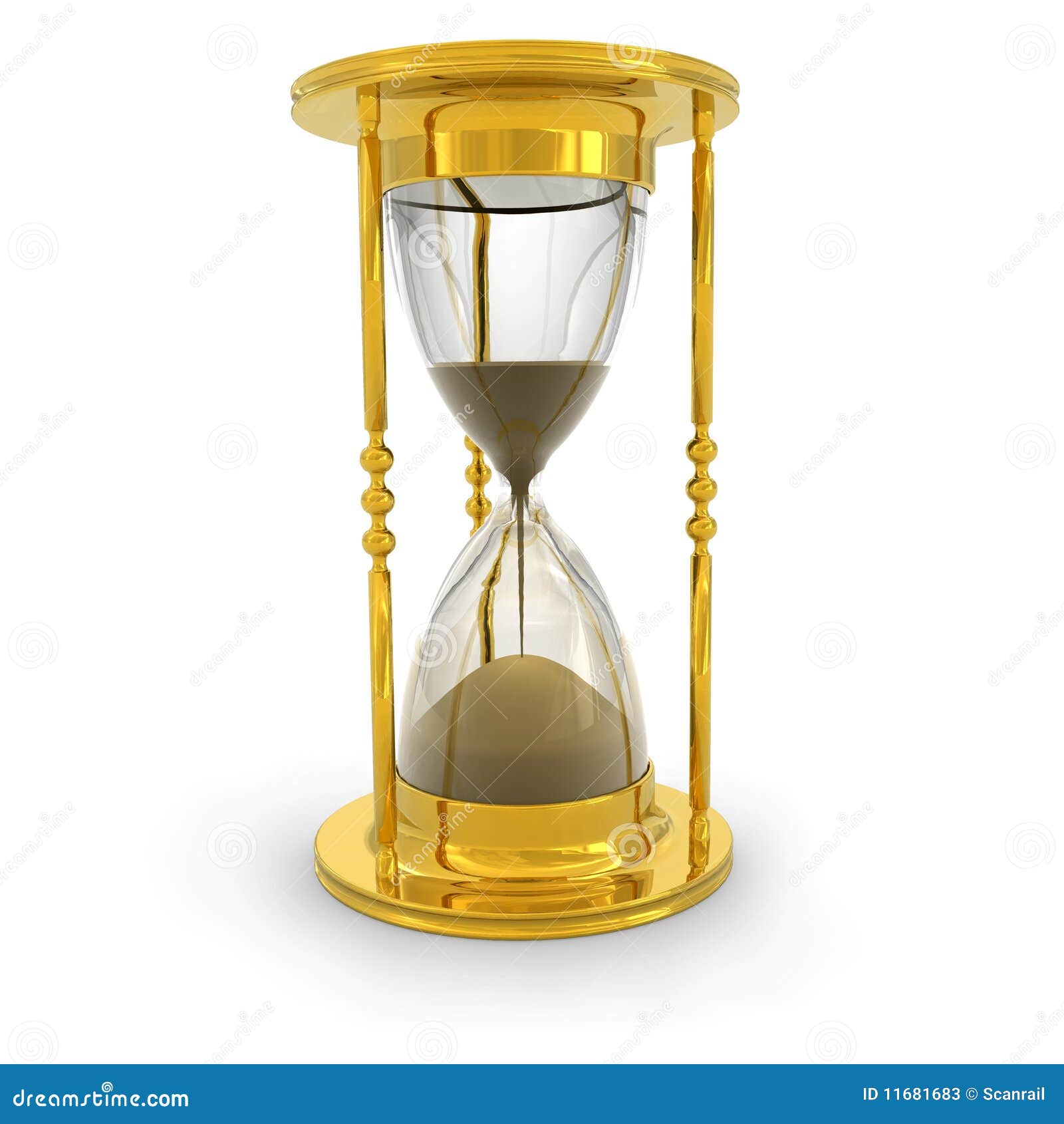 Golden Hourglass 3d Render On Color Gradient Background Royalty-Free ...