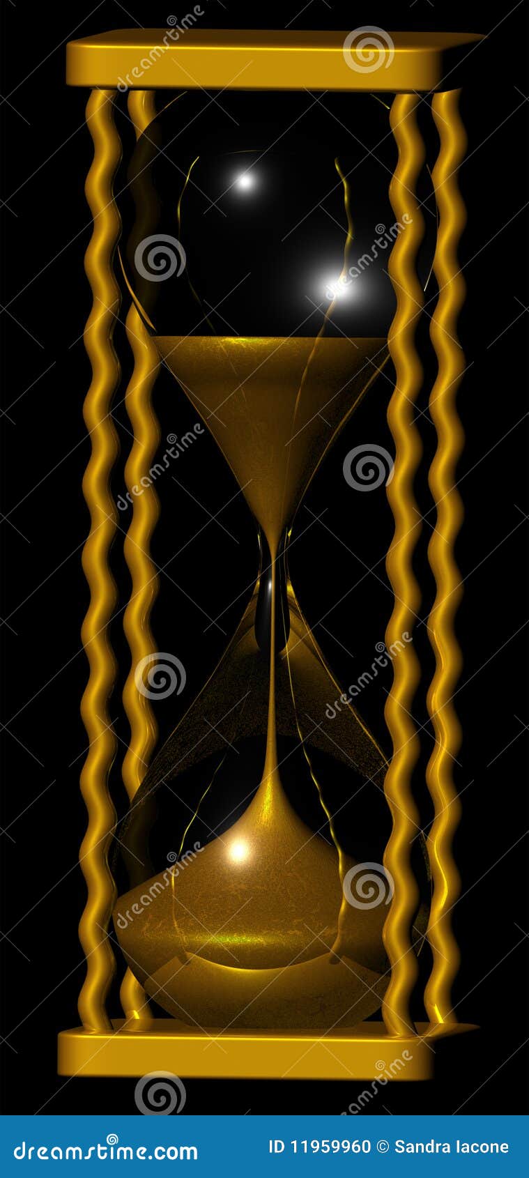 Golden Hourglass 3d Render On White Background Royalty-Free Stock ...