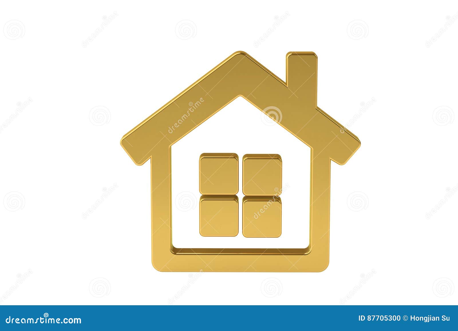Golden House Icon,3D Illustration. Stock Illustration - Illustration of ...