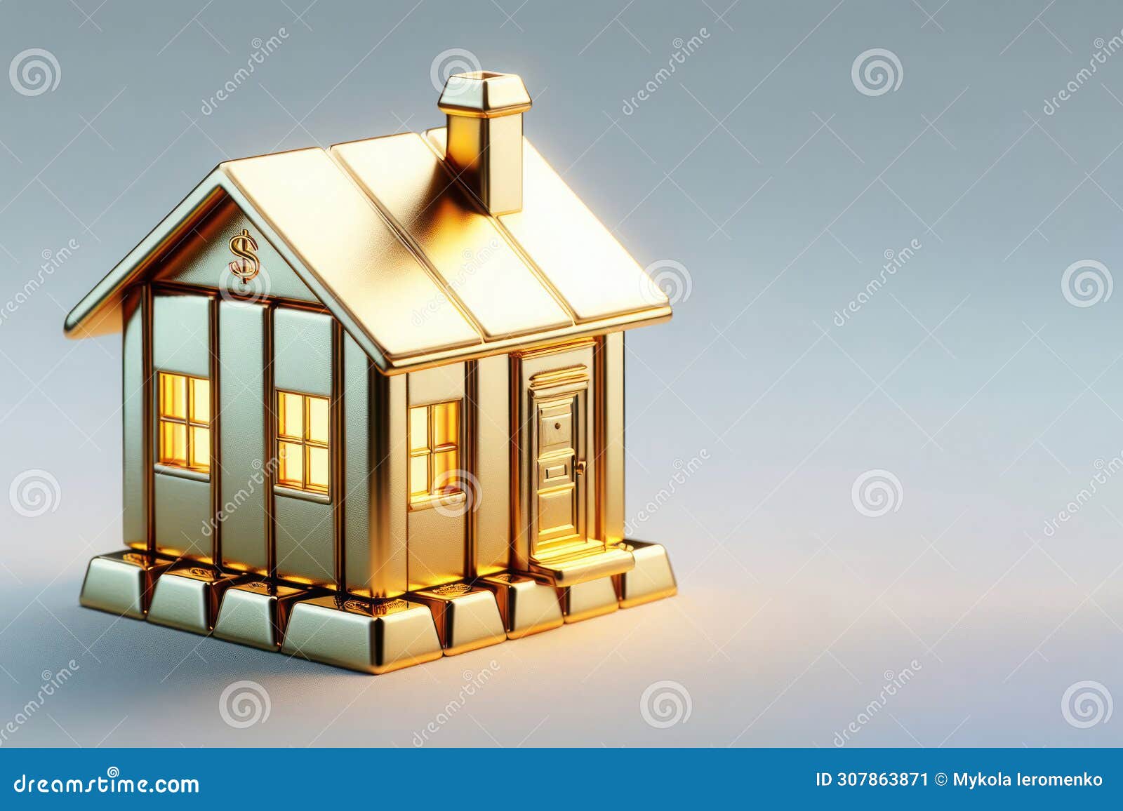 A Golden House Standing on Gold Bars. Stock Illustration - Illustration ...