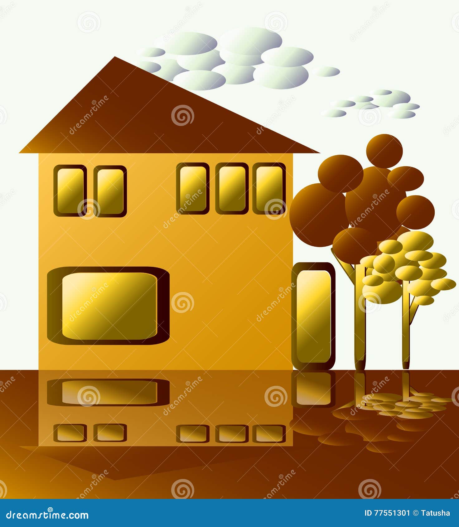 Golden House. stock vector. Illustration of sale, windows - 77551301
