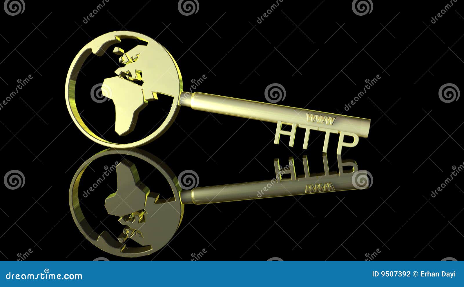 Golden http key stock illustration. Illustration of business - 9507392