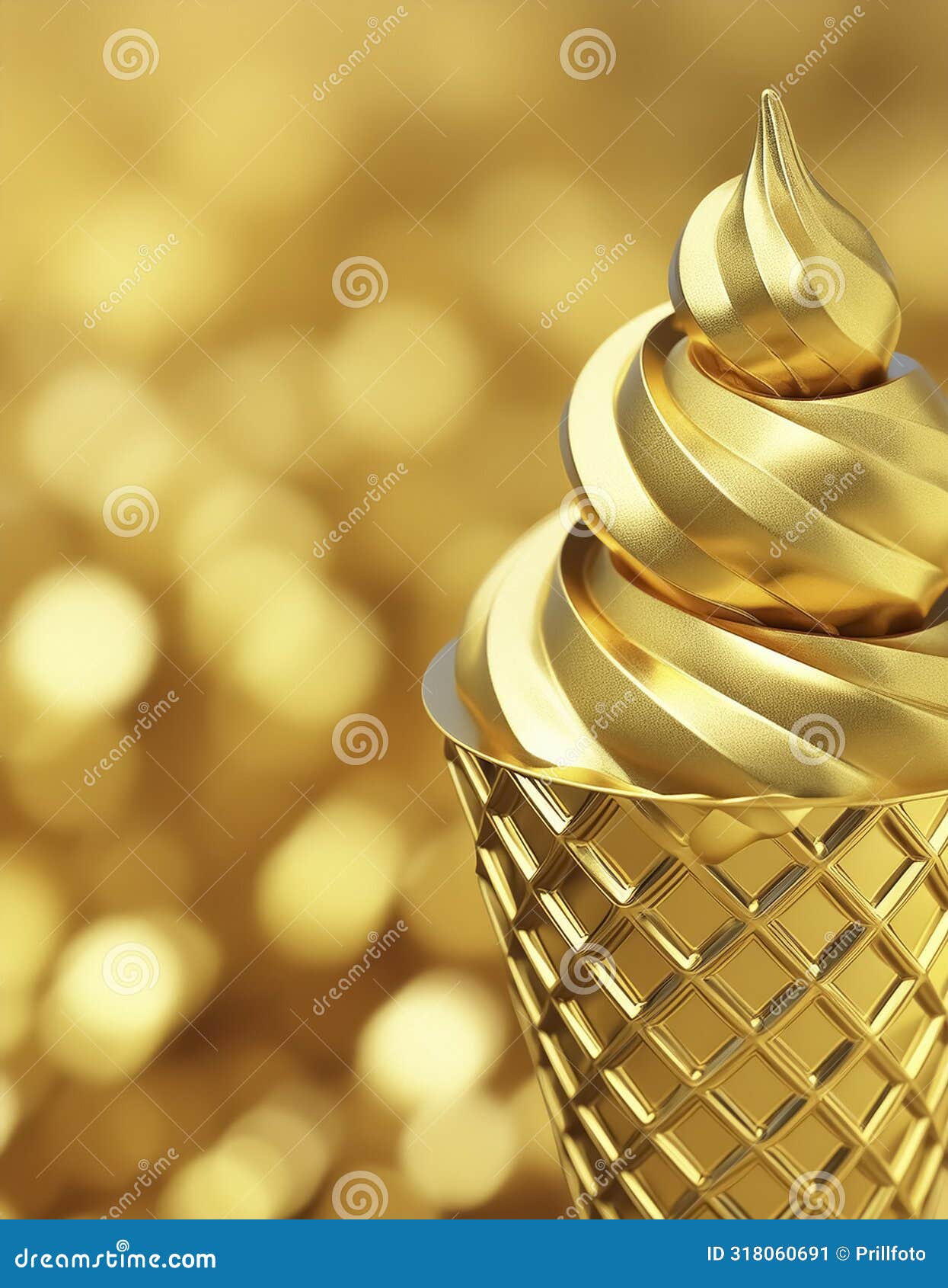 Golden ice-cream cone stock illustration. Illustration of metal - 318060691