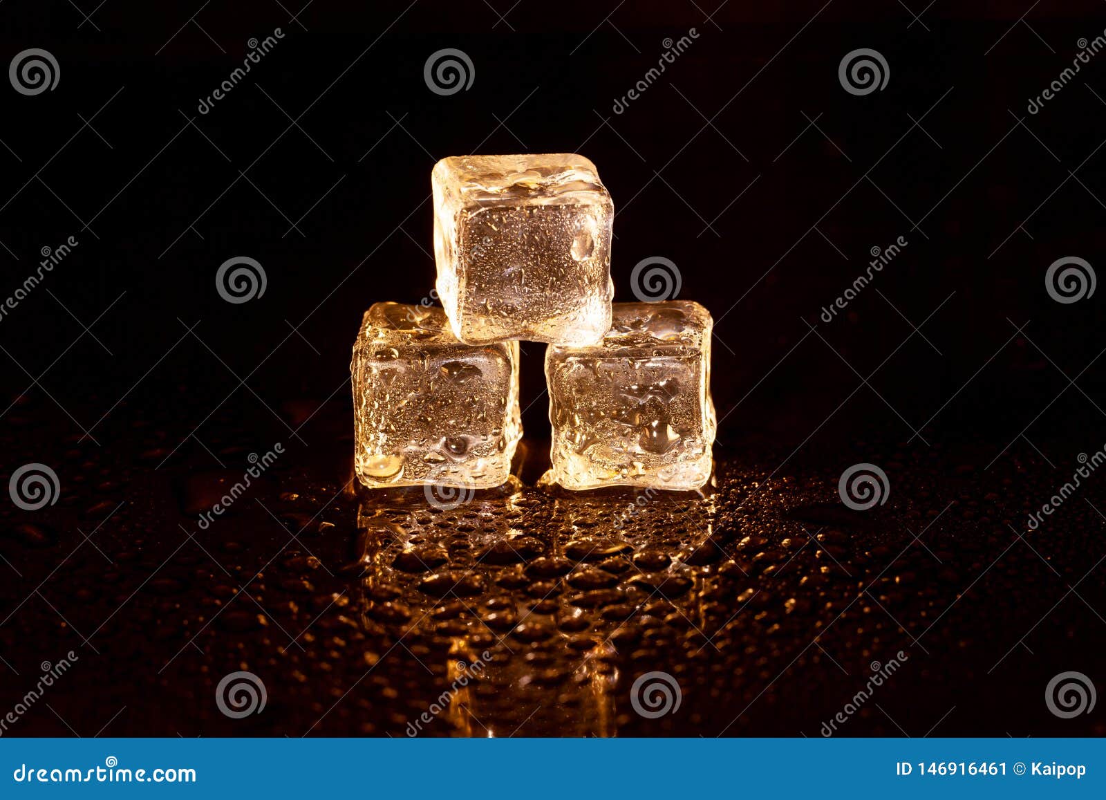 Golden Ice Cubes on Black Background Stock Image - Image of malt, cube ...