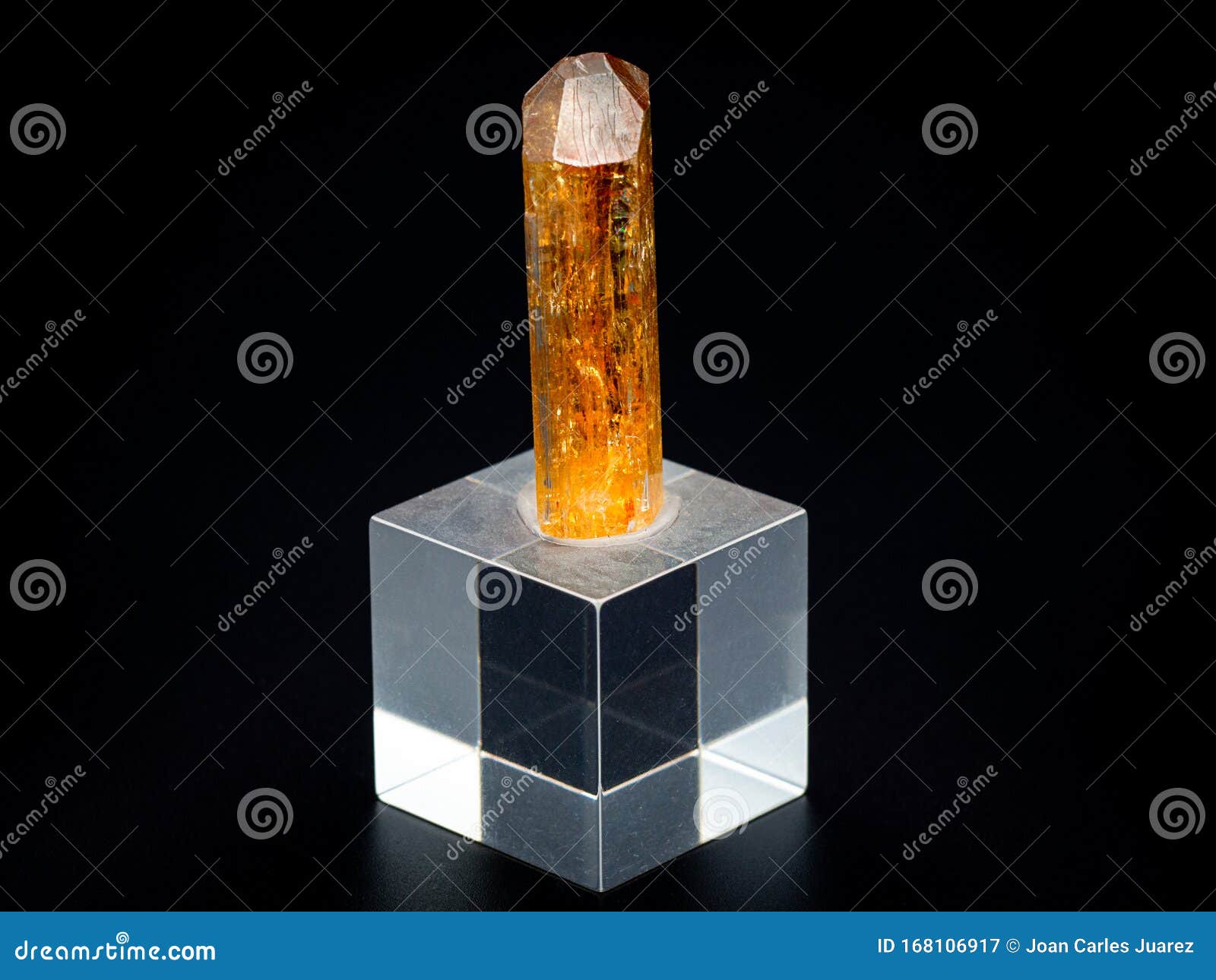 Golden Imperial Topaz Mineral on Black Background Stock Image - Image ...