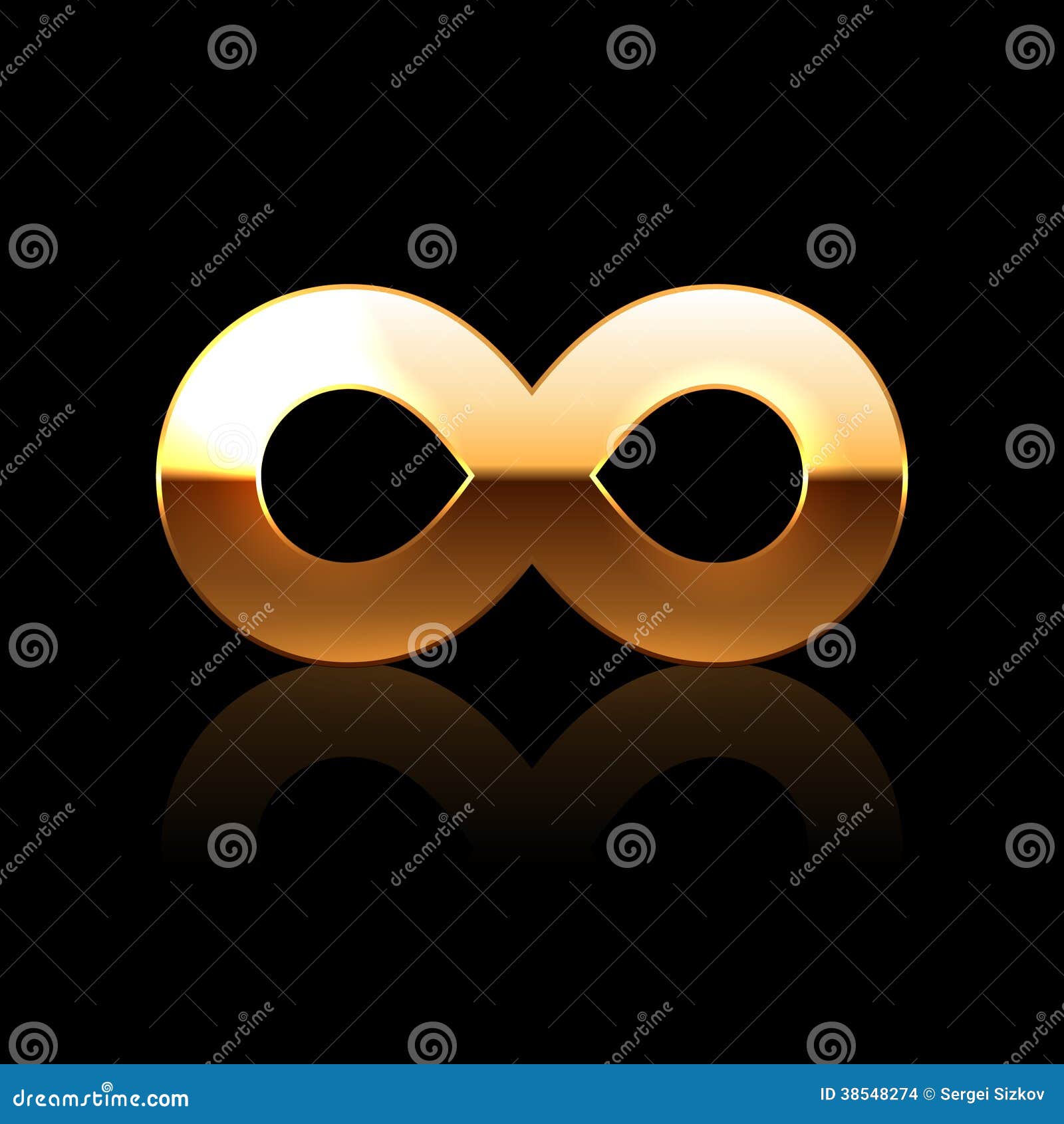 Golden Infinity Symbol stock vector. Illustration of loop - 38548274