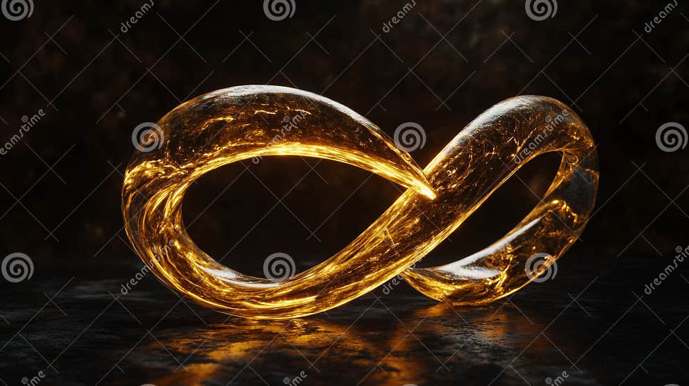 Golden Infinity Symbol Composed of Liquid with Sparkles Stock ...