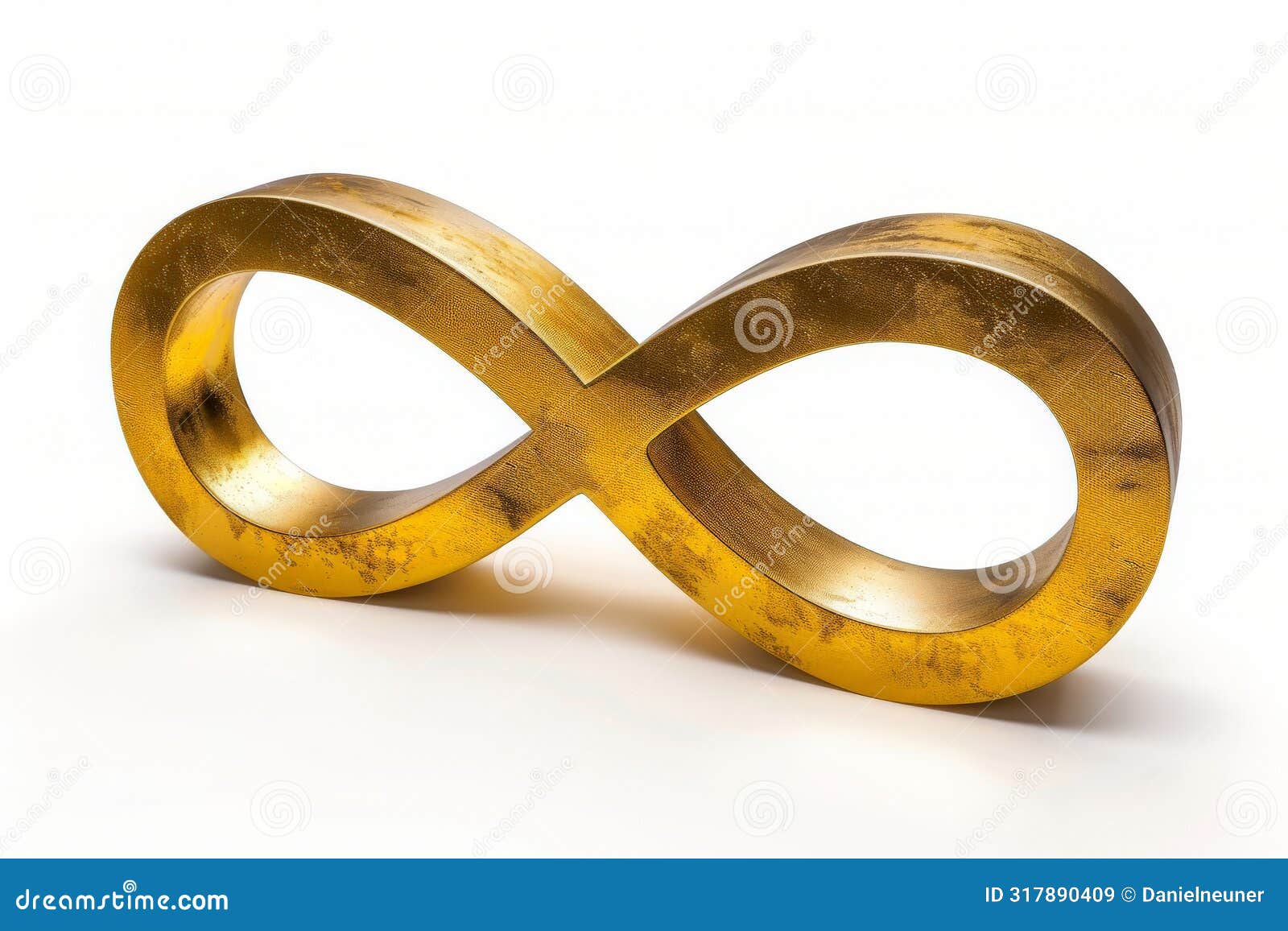 A Golden Infinity Symbol Isolated on a White Studio Background Stock ...