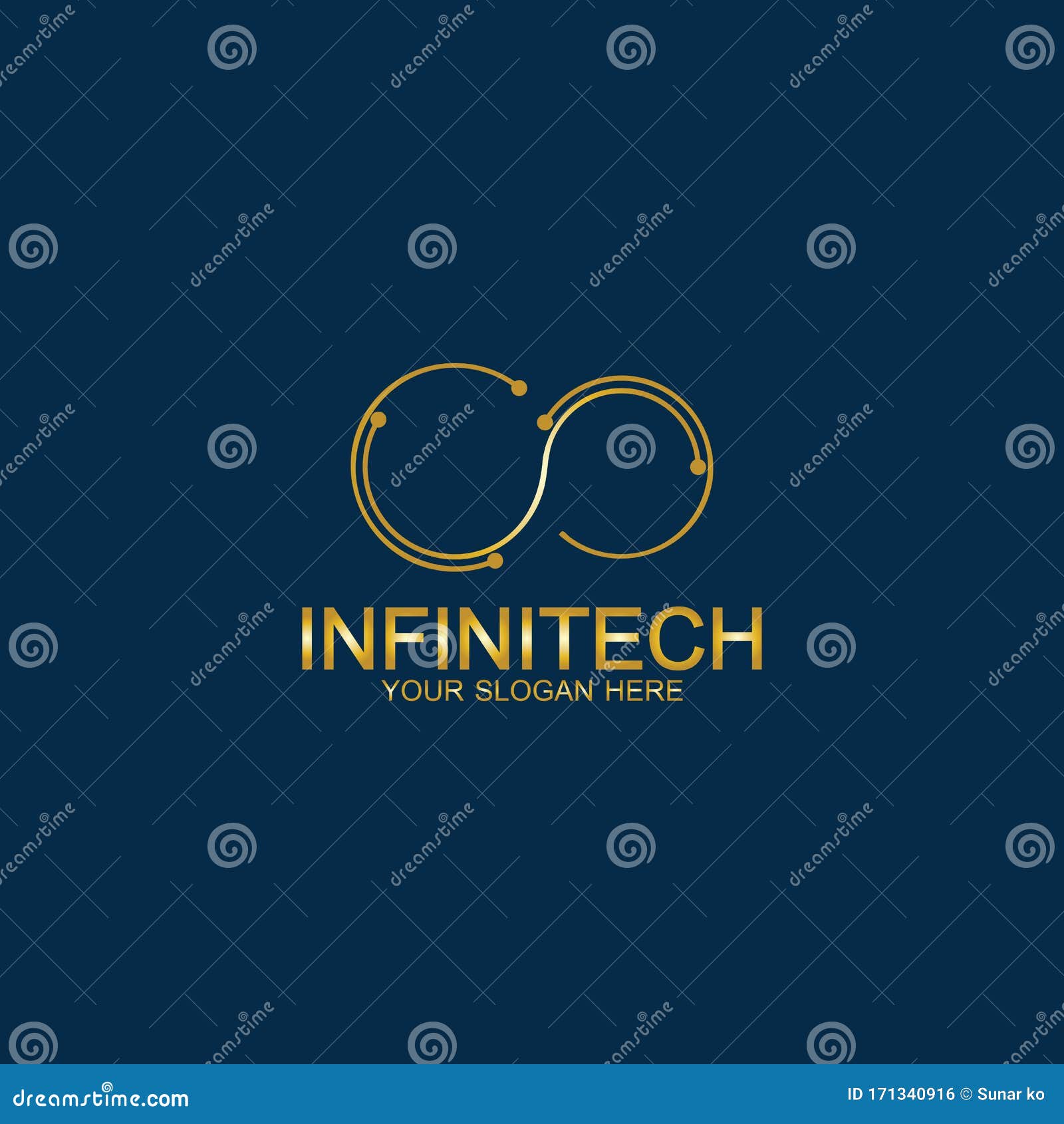 Golden Infinity Technology Logo. Symbol & Icon Vector Template Stock ...