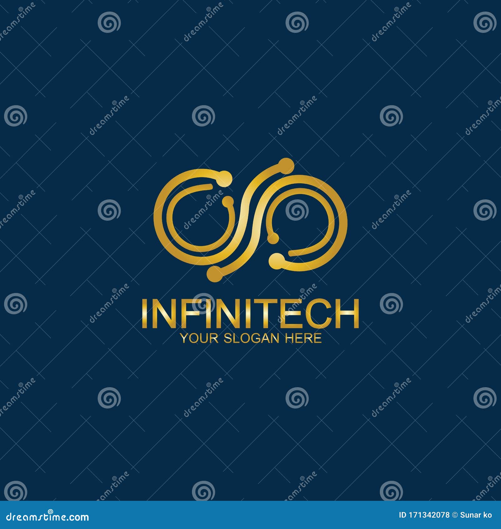 Golden Infinity Technology Logo. Symbol & Icon Vector Template Stock ...