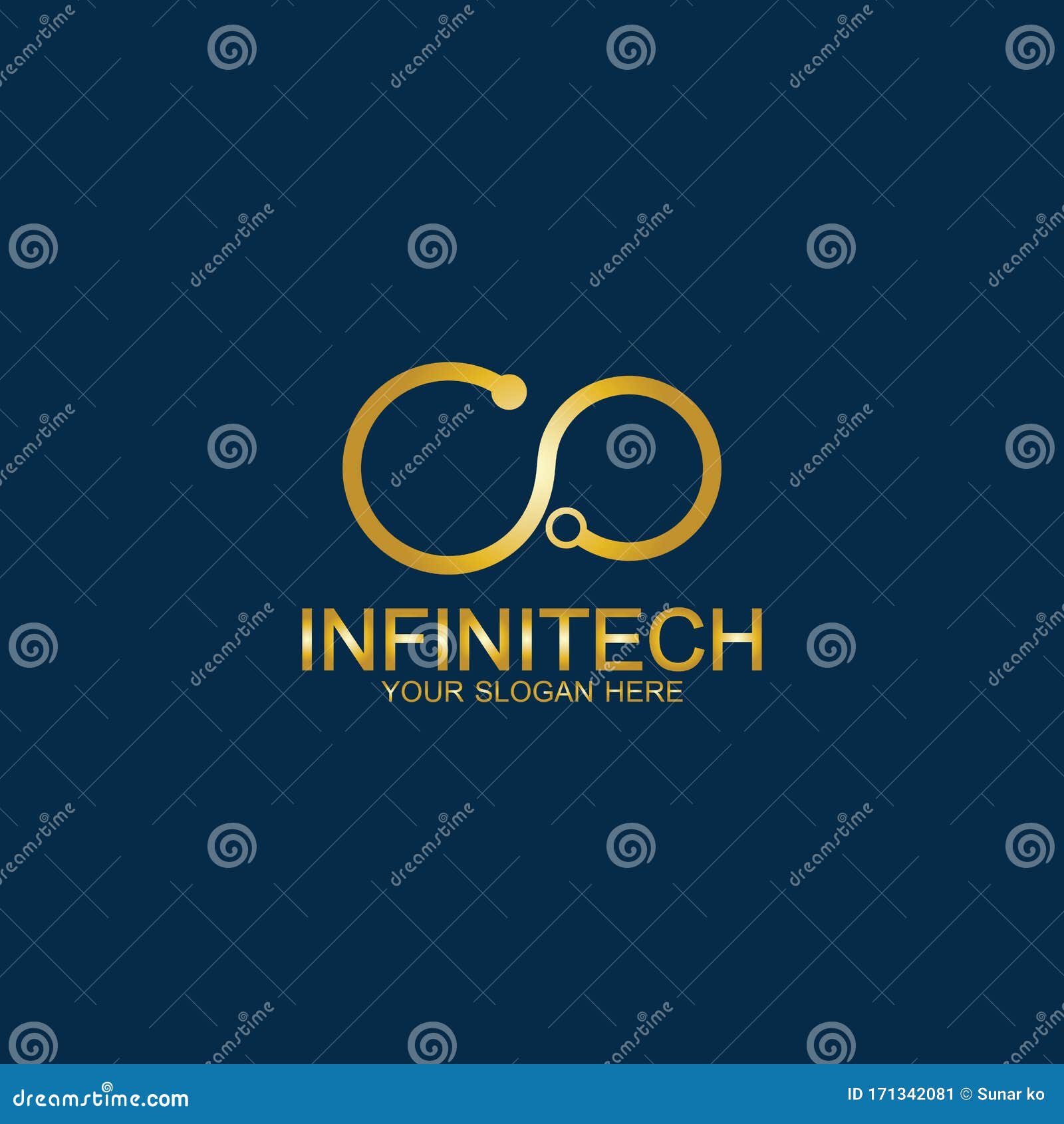 Golden Infinity Technology Logo. Symbol & Icon Vector Template Stock ...