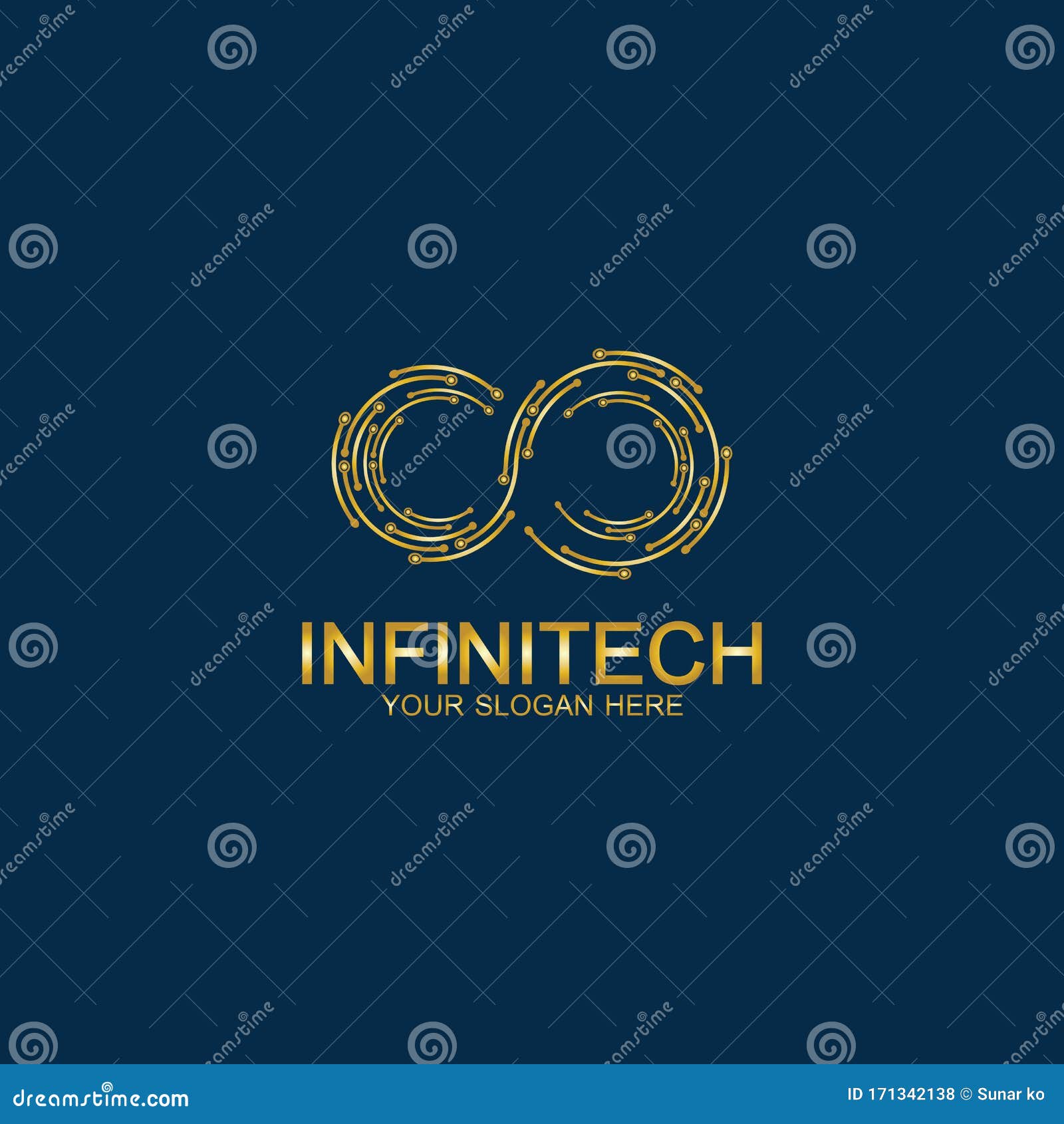 Golden Infinity Technology Logo. Symbol & Icon Vector Template Stock ...