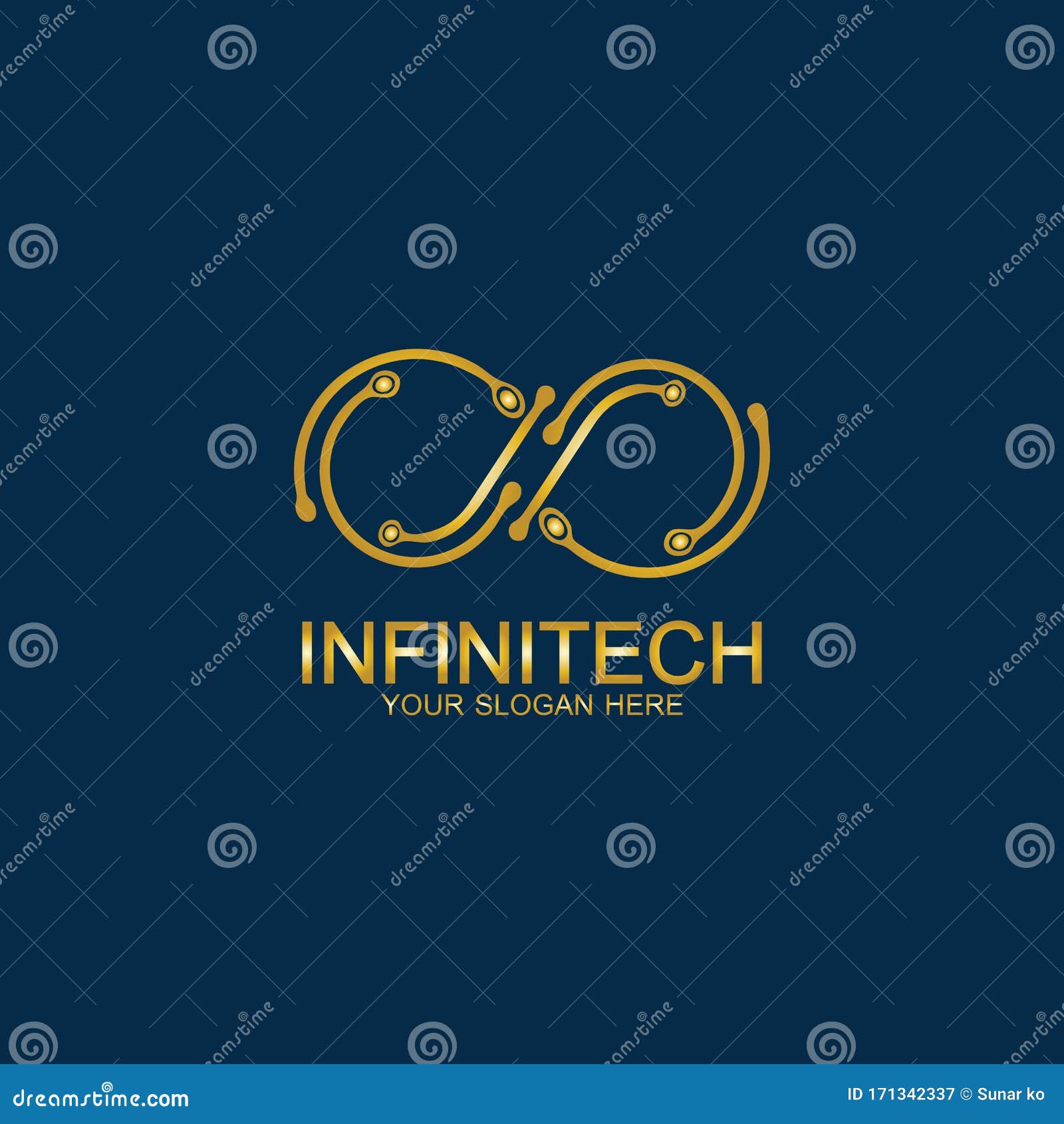 Golden Infinity Technology Logo. Symbol & Icon Vector Template Stock ...