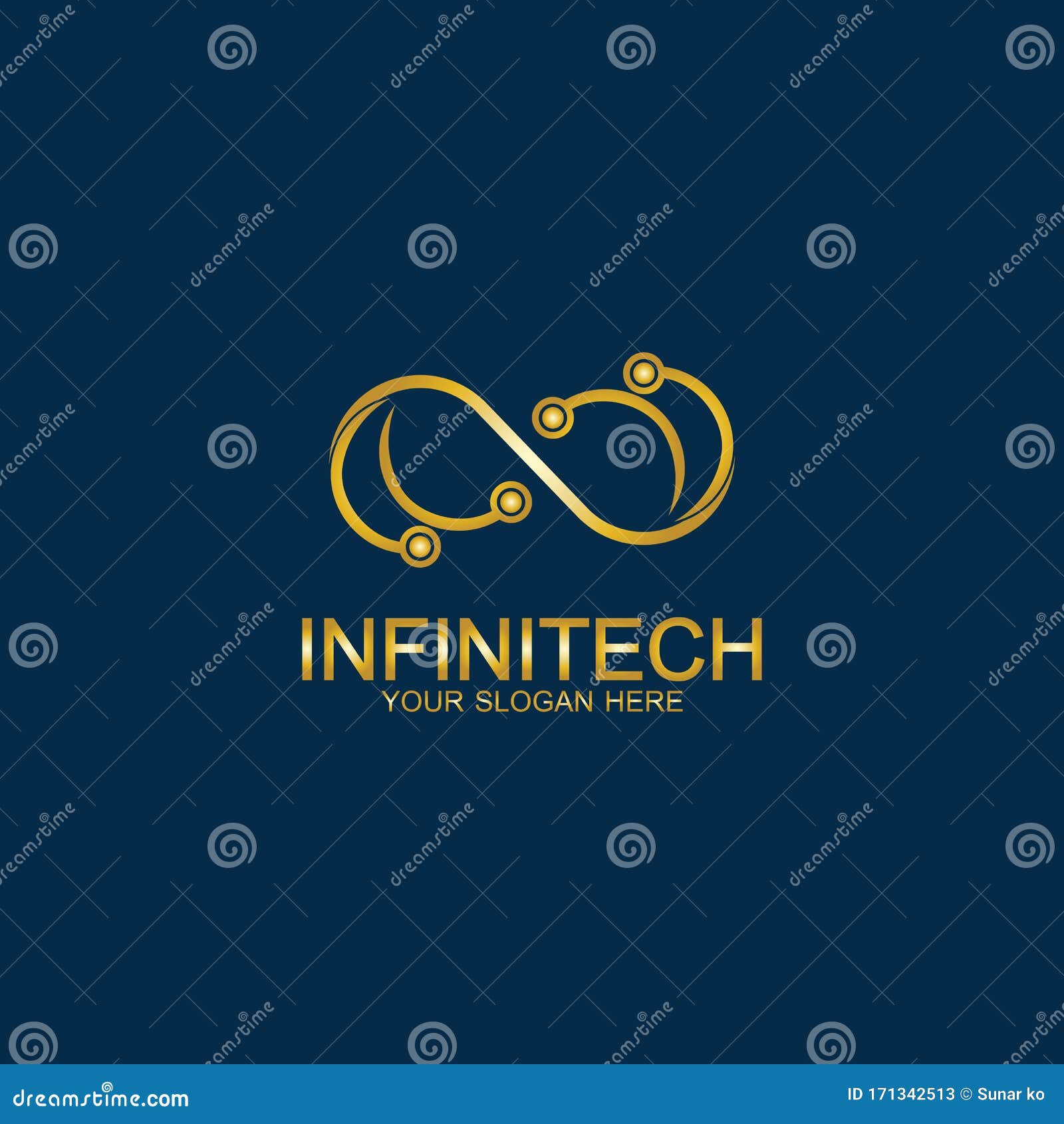 Golden Infinity Technology Logo. Symbol & Icon Vector Template Stock ...
