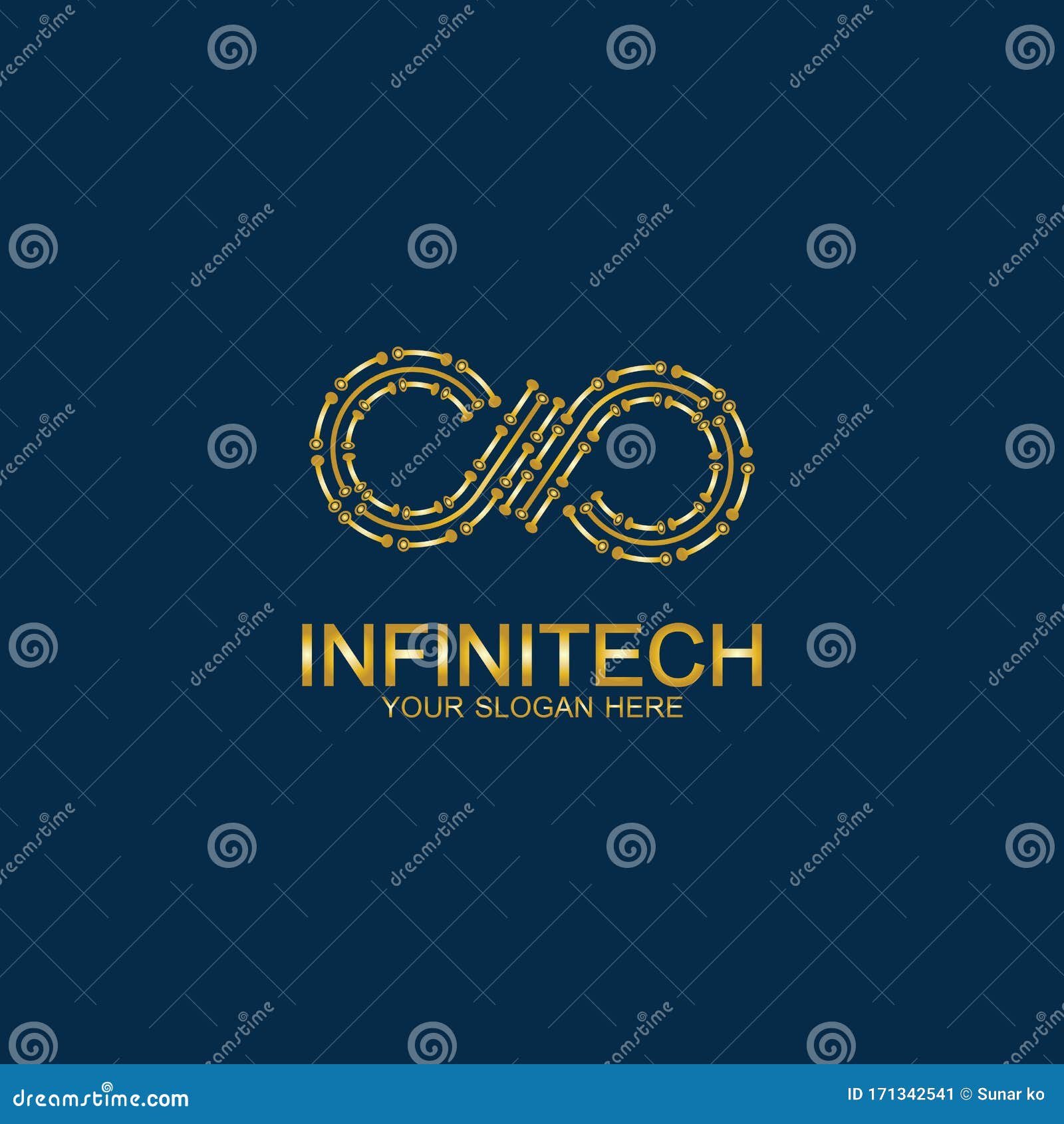 Golden Infinity Technology Logo. Symbol & Icon Vector Template Stock ...