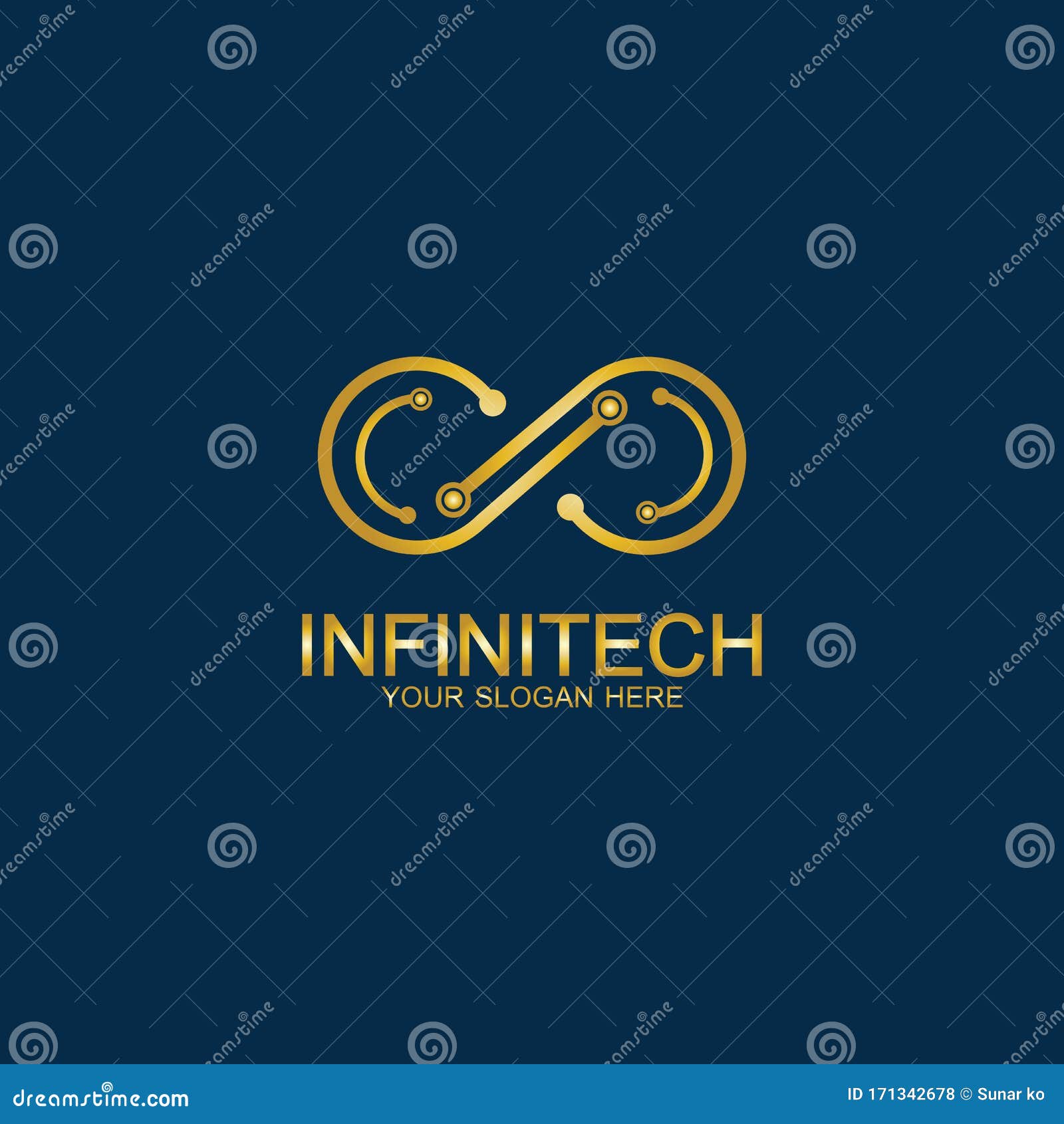 Golden Infinity Technology Logo. Symbol & Icon Vector Template Stock ...