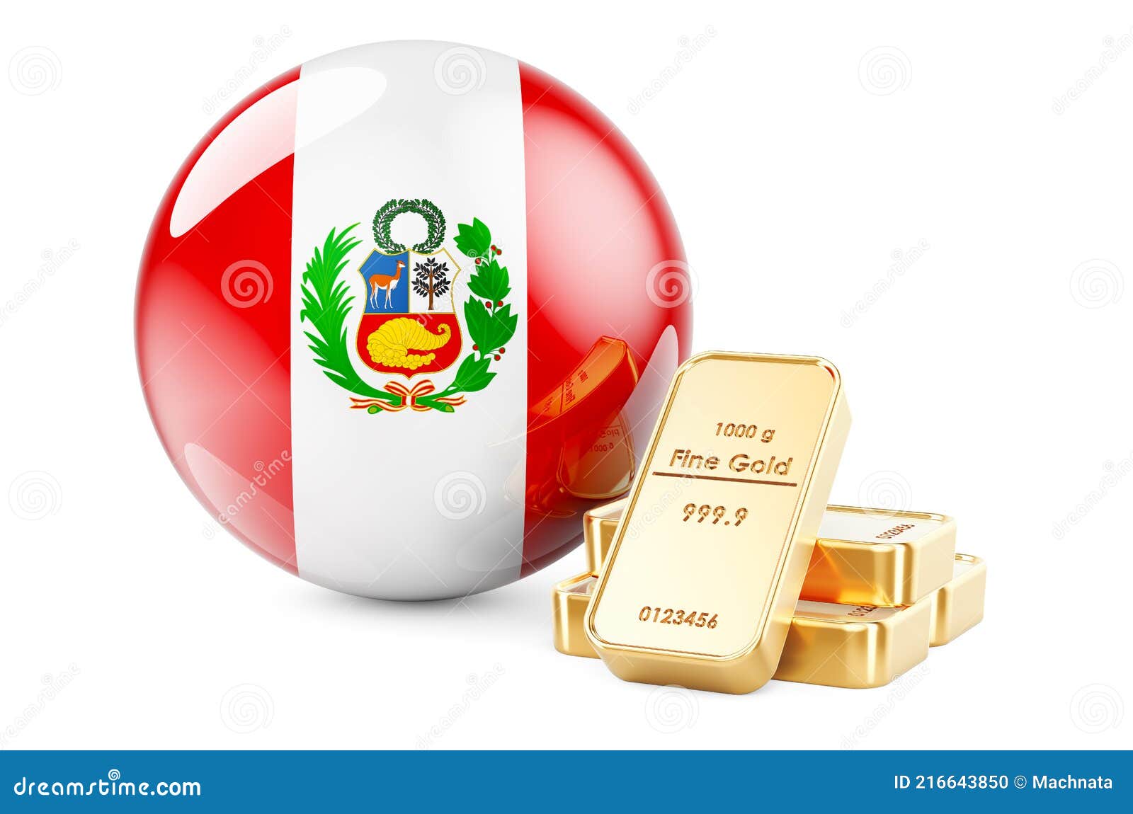 Golden Ingots with Peruvian Flag. Foreign-exchange Reserves of Peru ...