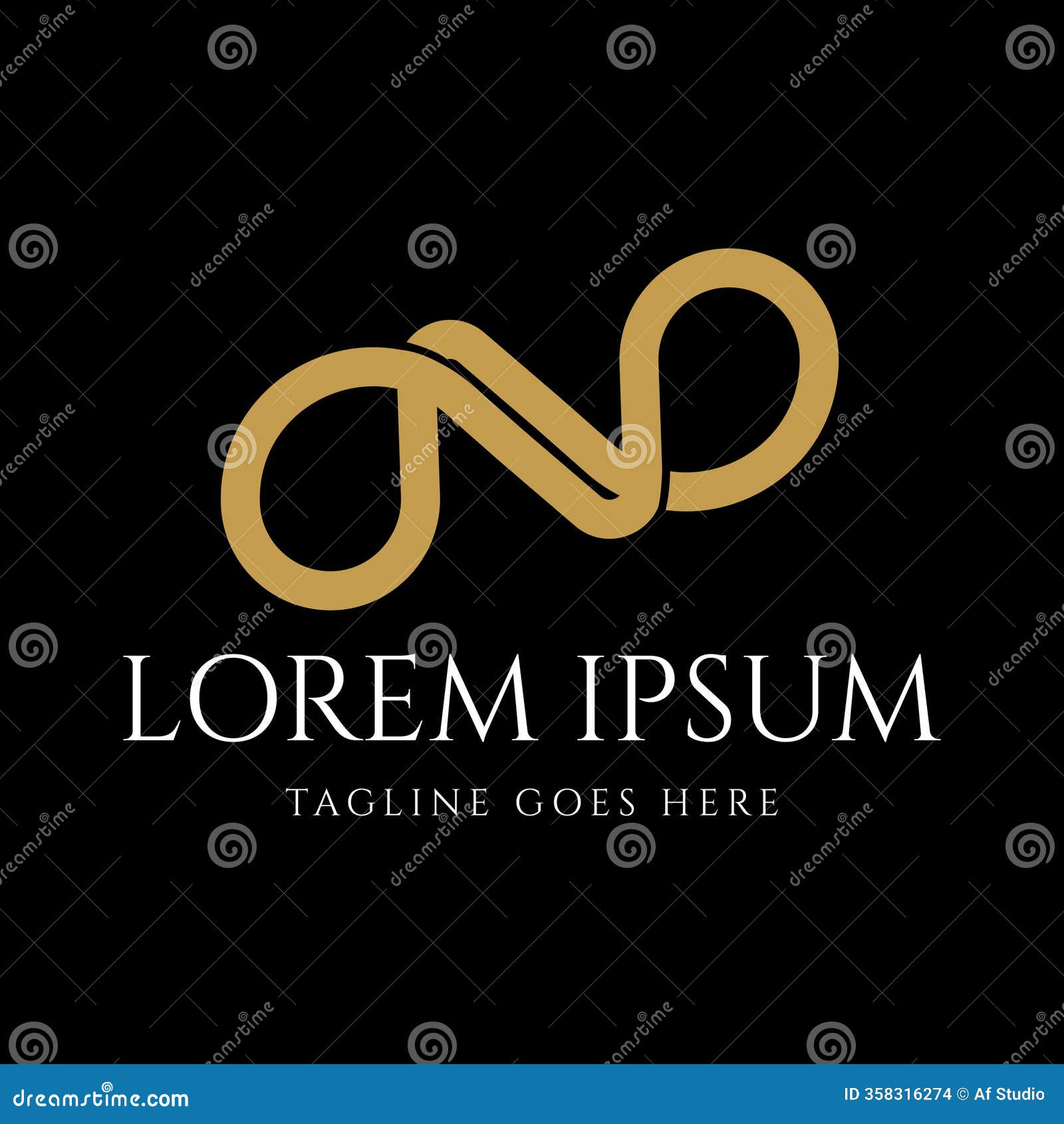 Golden Initial Letter N Infinity Sign Symbol Line Logo Design Stock ...