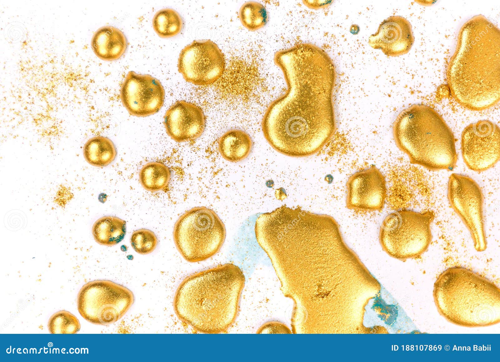 Golden Ink Drops on White Paper Background. Stock Image - Image of gold ...
