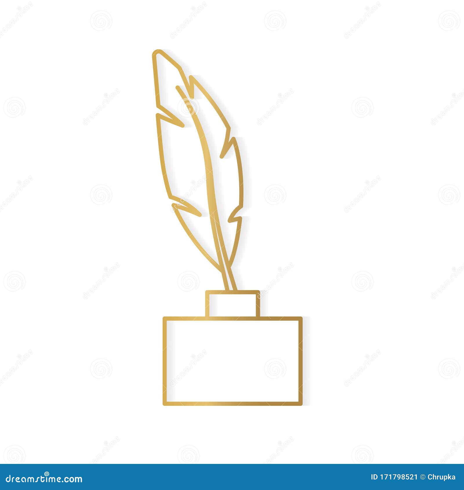 Golden Inkwell with a Pen Icon Stock Vector - Illustration of equipment ...