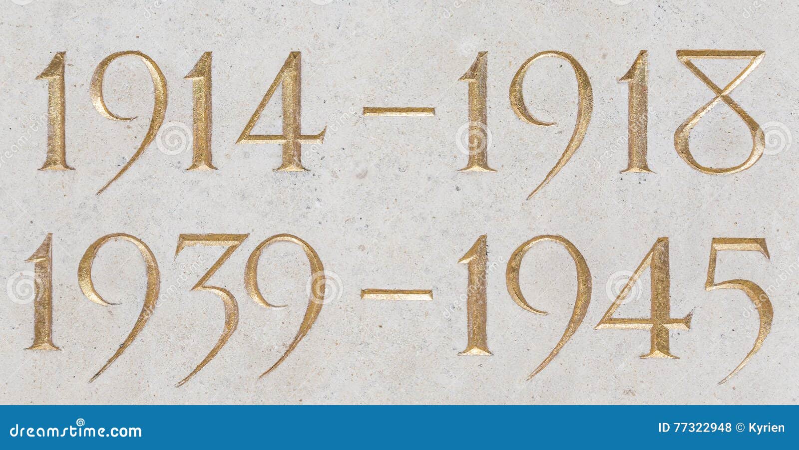 Golden Inscription of the Years of the Two World Wars Stock Photo ...