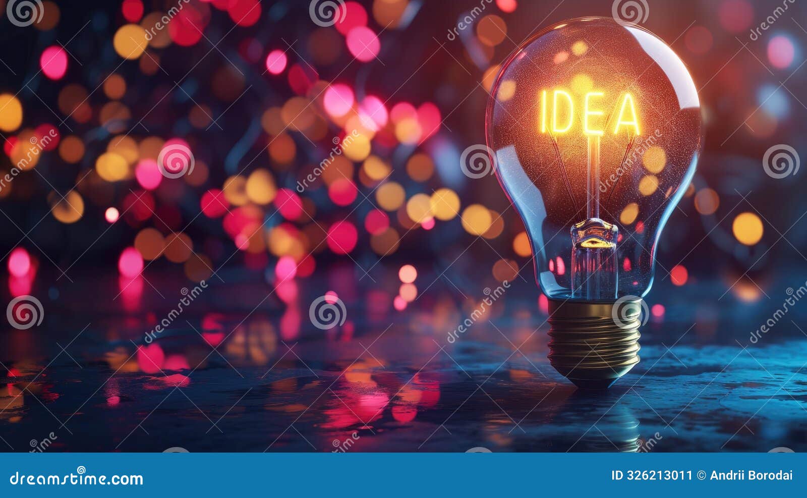 Golden Inspiration: Illuminated Light Bulb. Stock Illustration ...