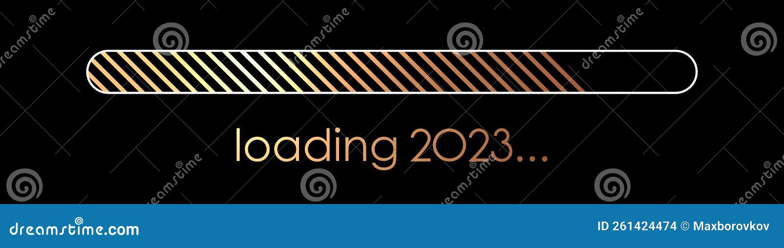 Golden Isolated 2023 Loading Bar on Black Background Stock Vector ...