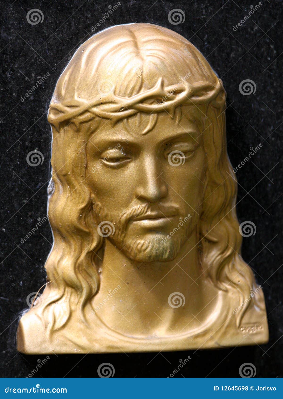 Golden Jesus Christ Crucifixion Statue, Sunny Summer Day Blue Sky ...