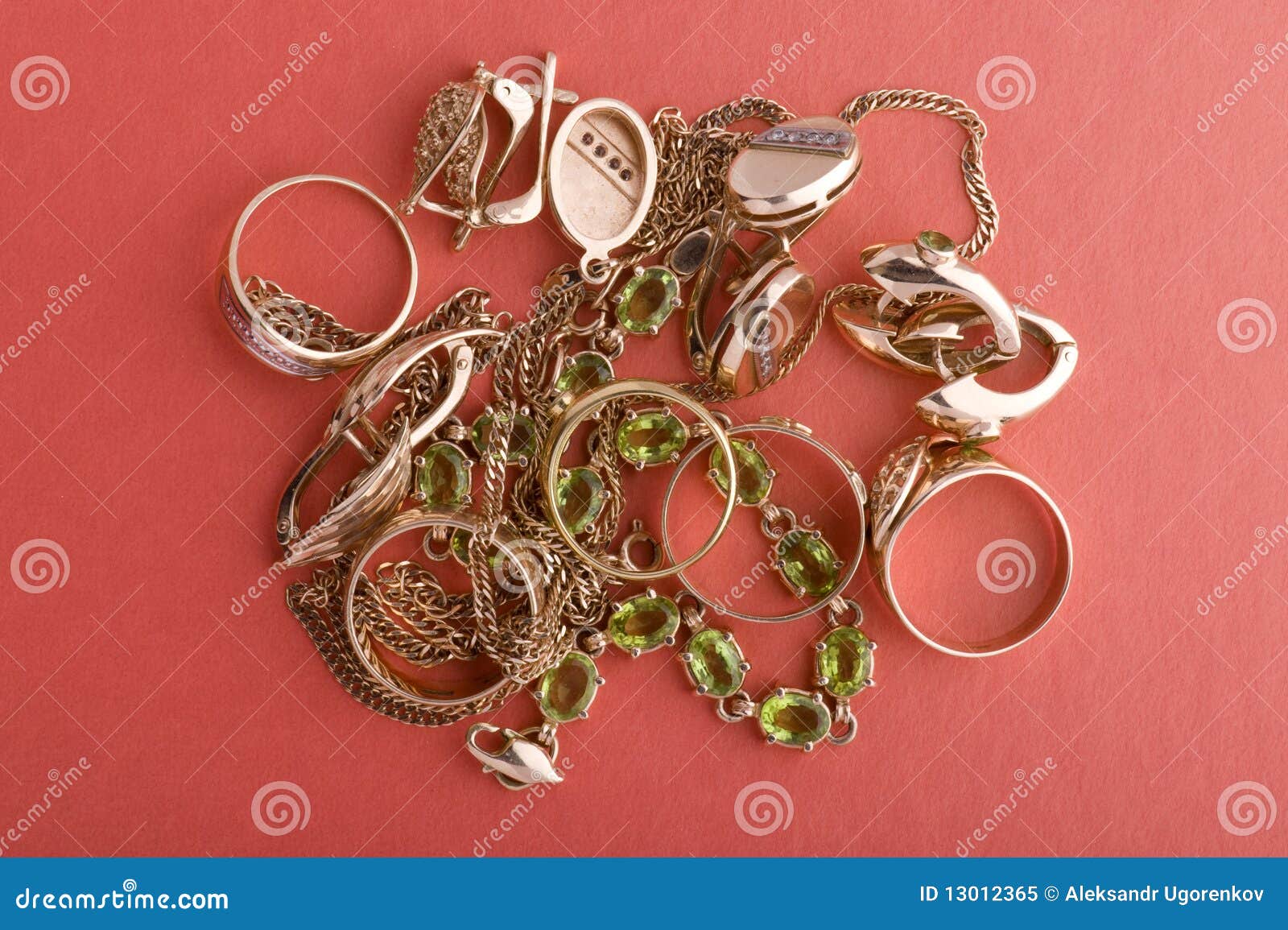 Golden jewel on red stock image. Image of present, precious - 13012365