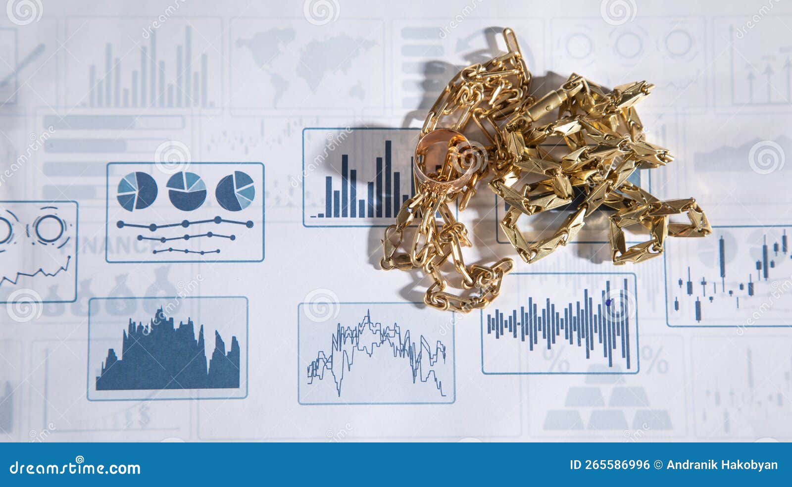 Golden Jewelry on Financial Graphs Stock Photo - Image of increase ...