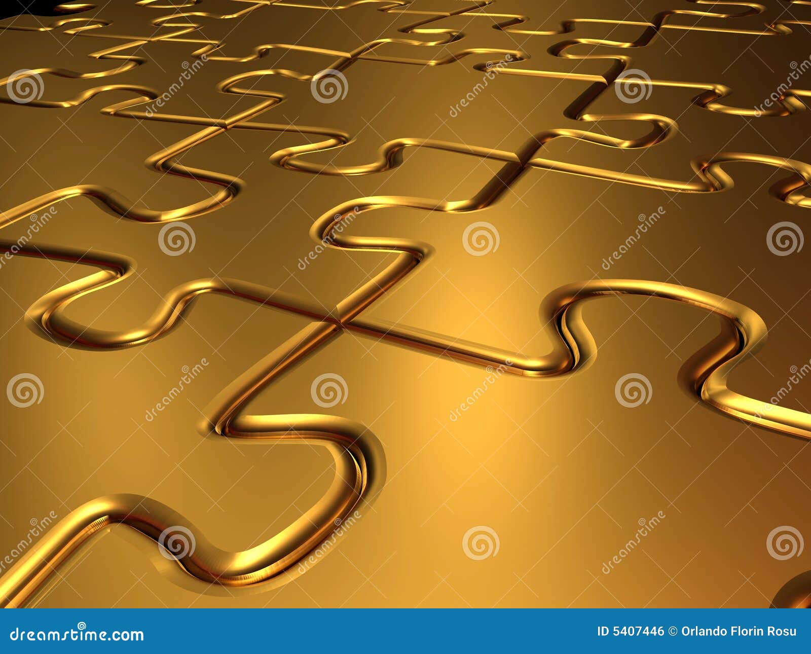 Golden jigsaw puzzle stock illustration. Illustration of connection ...