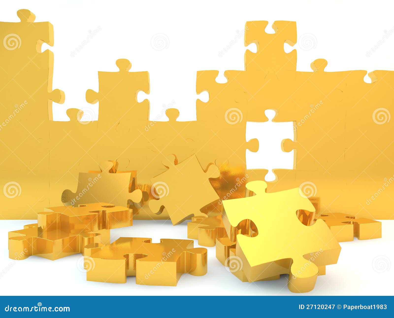 Golden Jigsaw Puzzle Pieces Stock Illustration - Illustration of ...
