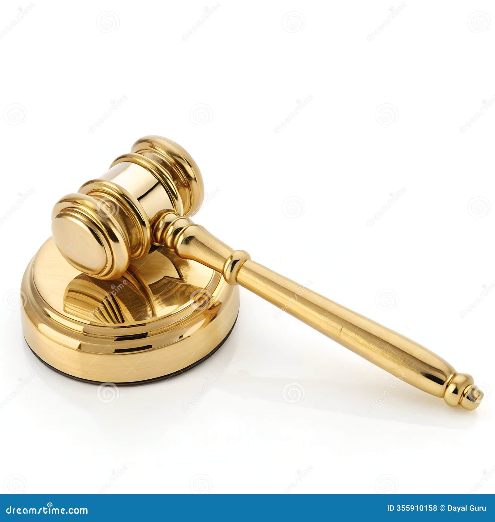 Golden Judge Hammer Isolated on White Background Stock Illustration ...