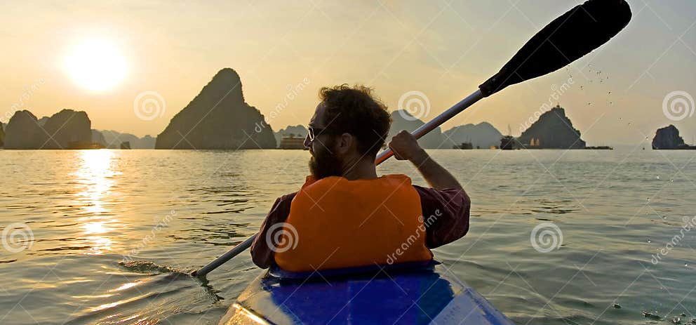 Golden Kayaking stock photo. Image of outdoors, sunset - 19053006
