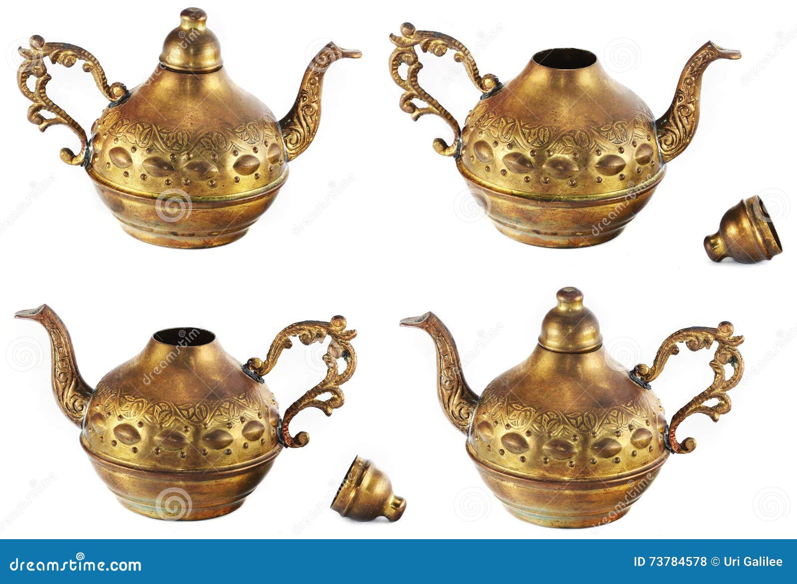 Golden Kettle with Engravings Stock Photo - Image of white, vase: 73784578
