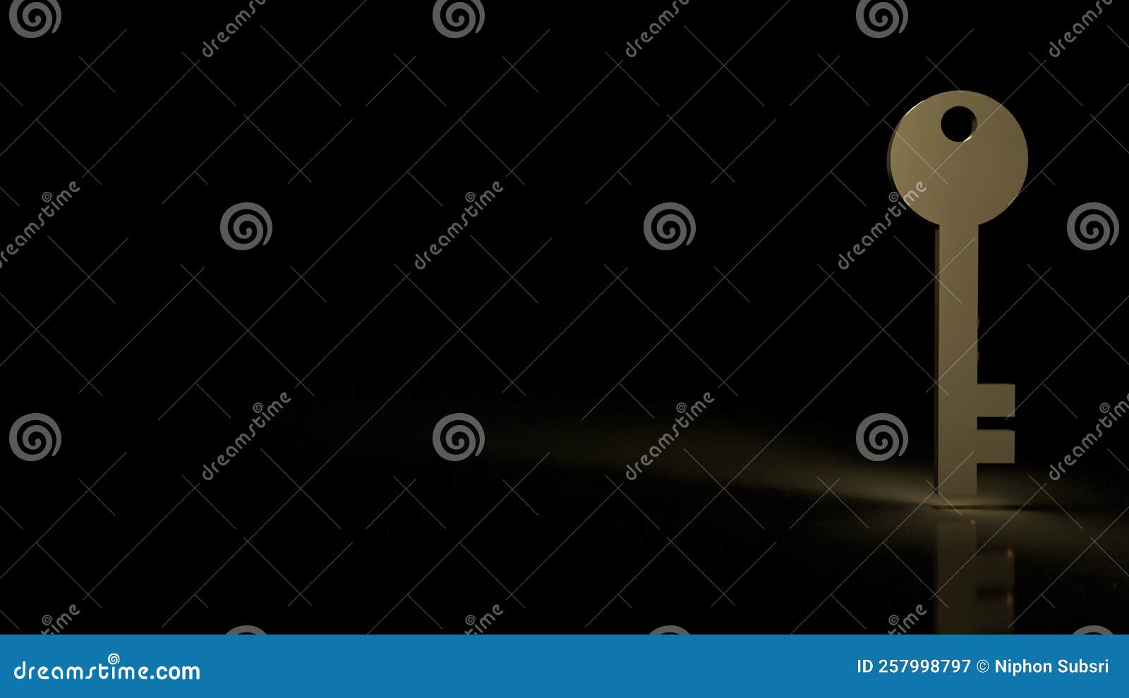 Golden Key in Black Background 3d Rendering Stock Illustration ...