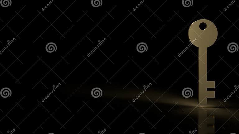 Golden Key in Black Background 3d Rendering Stock Illustration ...