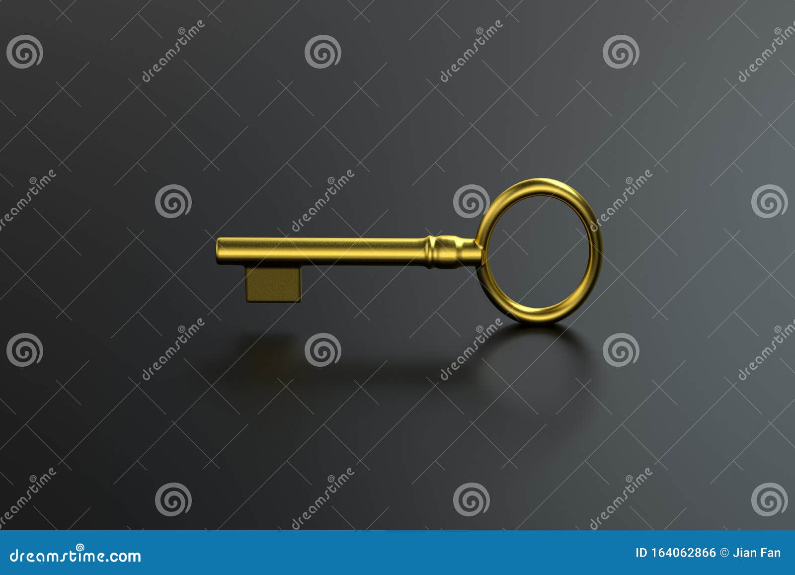 The Golden Key with Black Background, 3d Rendering Stock Illustration ...