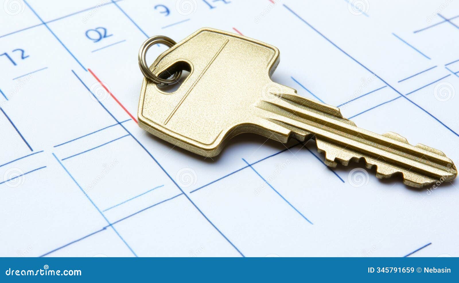 Golden Key on Calendar Symbolizing Important Date or Appointment Stock ...