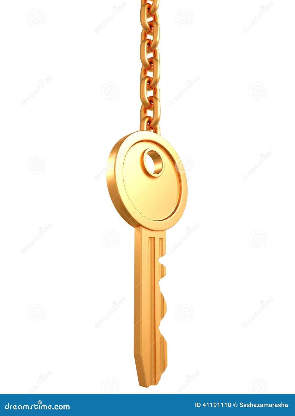 Golden Key with Chain Isolated on White Stock Illustration ...