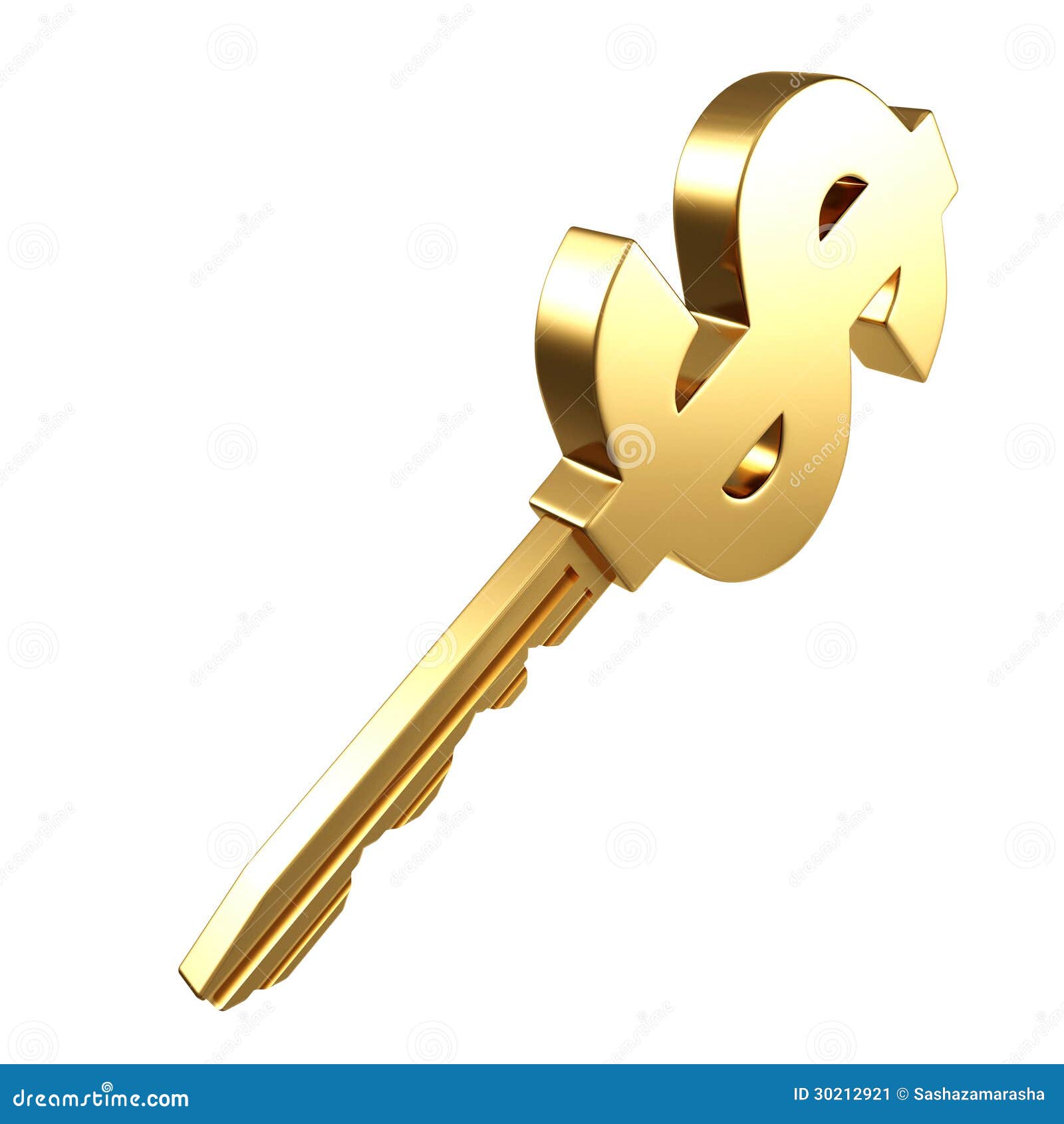 Golden Key with Dollar Sign on White Stock Illustration - Illustration ...