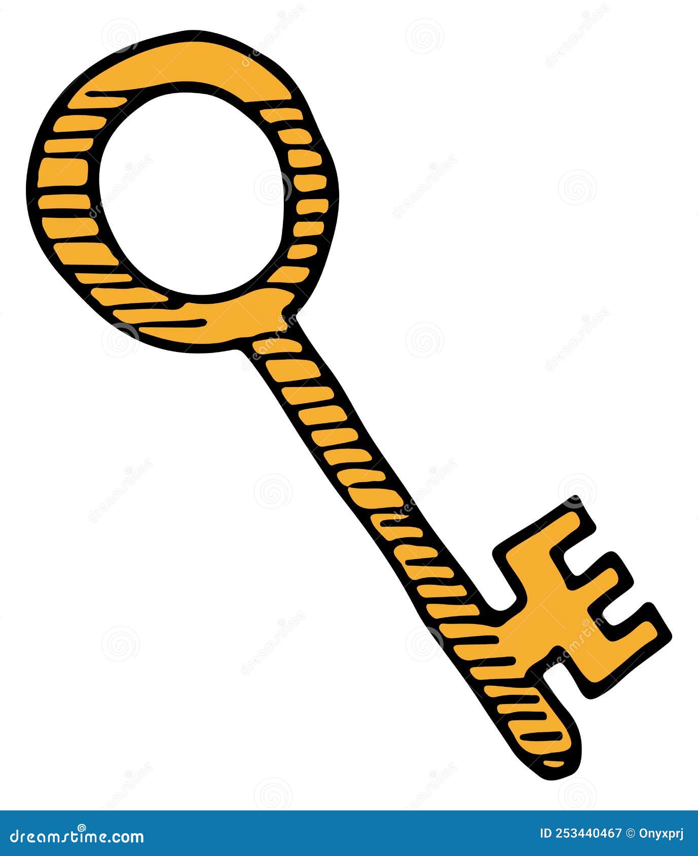 Golden Key Doodle. Security Access Color Icon Stock Illustration ...