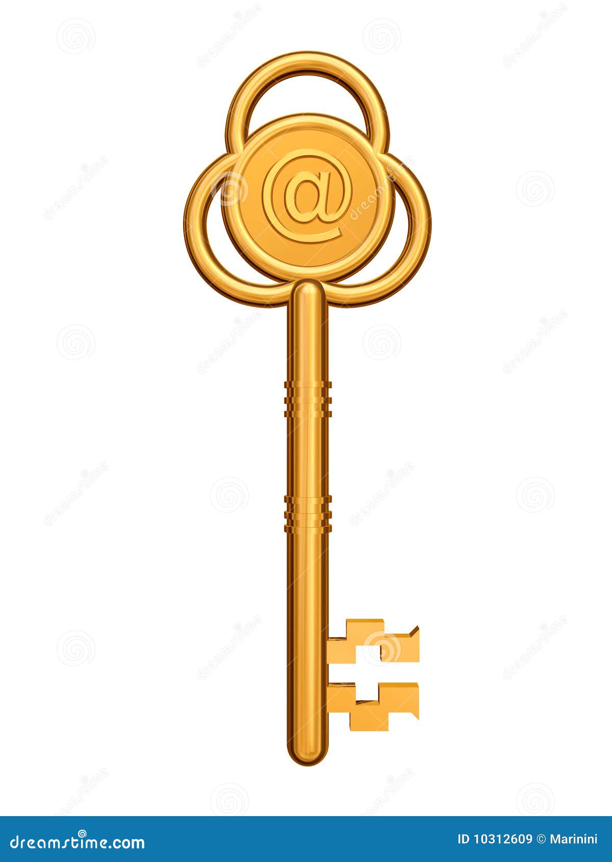 Golden Key with E-mail Symbol Stock Illustration - Illustration of ...